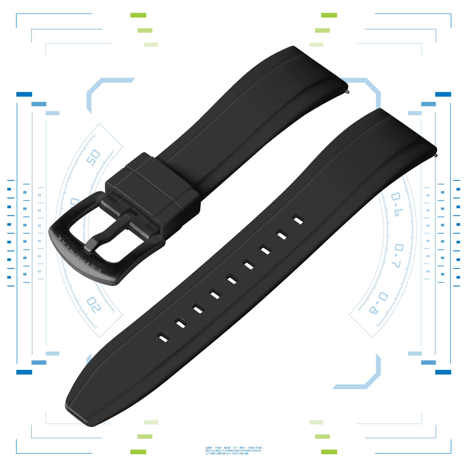 Black Rubber Strap 20mm – Estrowerk